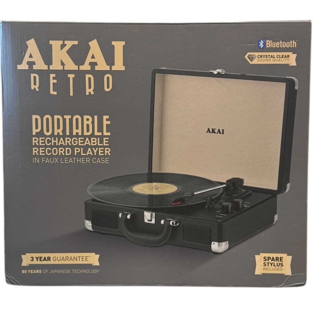 New New: Akai Retro Portable Record Player - Own4Less
